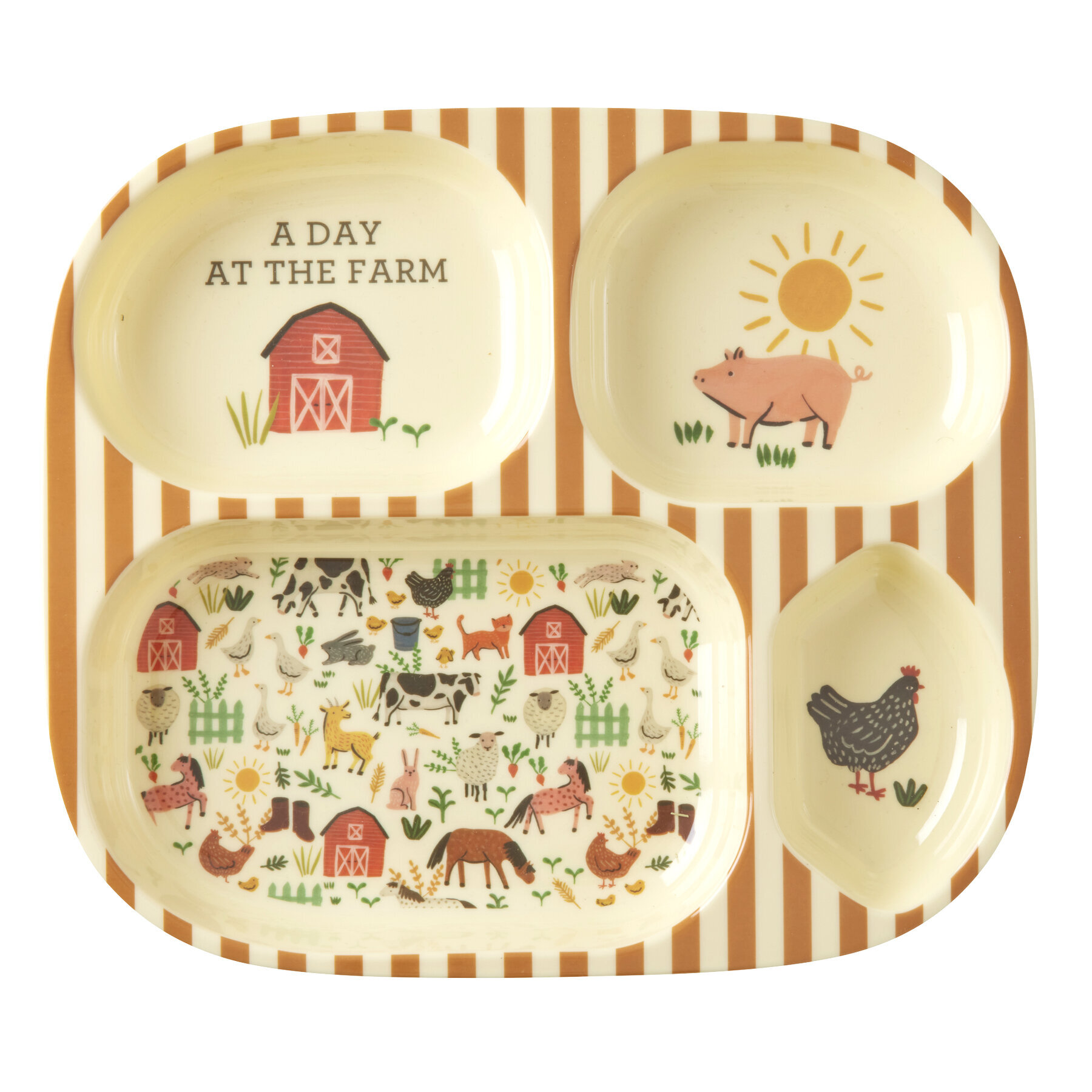 Melamin Kinderteller mit 4er Einteilung Farm Animals von RICE günstig ...